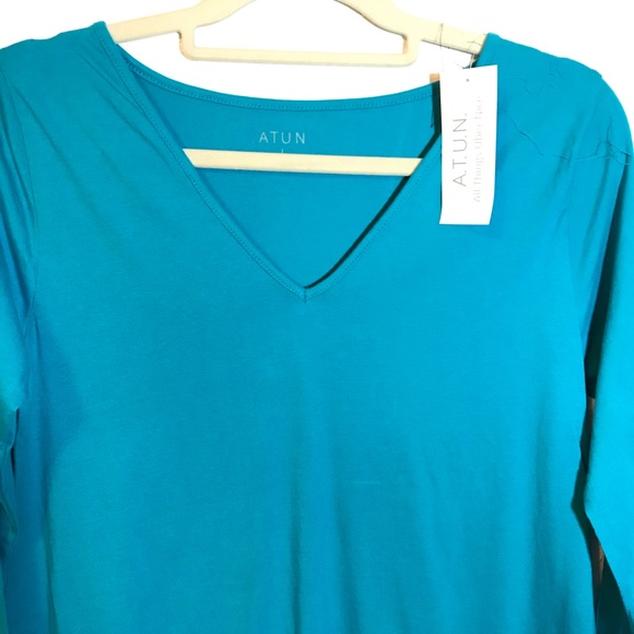 A.T.U.N. | Tops | Teal Sz Large Hilow Tunic By Atun | Poshmark